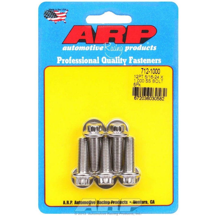 ARP Stainless Steel Bolt Kit - 12 Point (5) 5/16-24 x 1.000 : 712-1000 ...