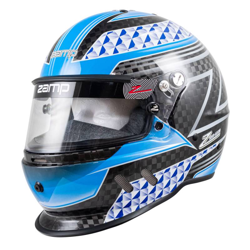 Zamp H775C04XXL Zamp RZ-65D Graphic Helmet - Flo Blue/Gray/Carbon Fiber ...